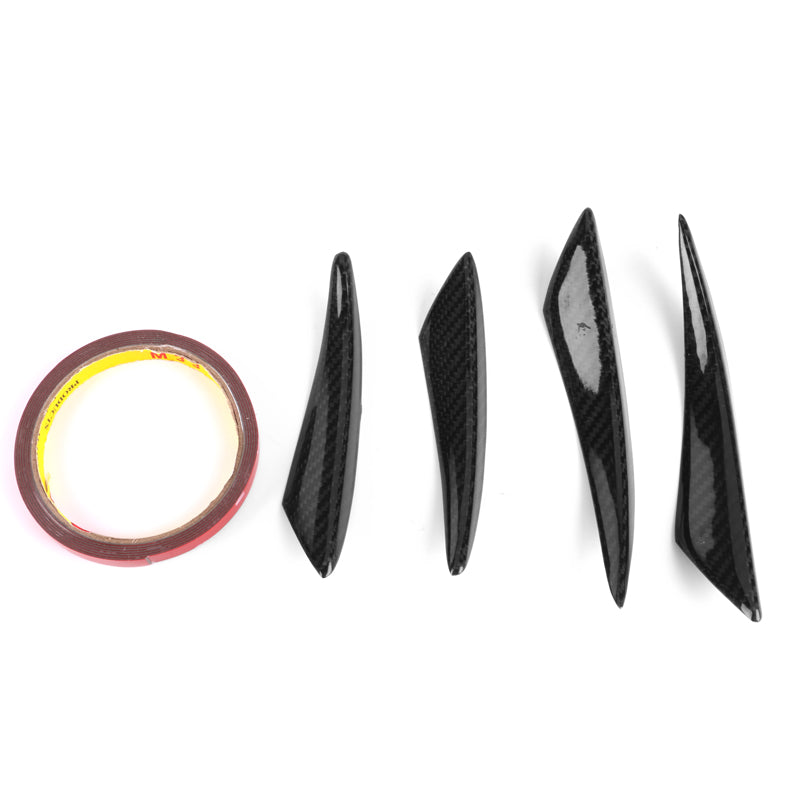 Universal Front Bumper Lip Canards Splitters Fin 4Pc V4 Style - Carbon ...