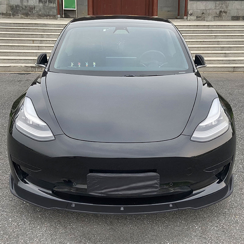 17-23 Tesla Model 3 Sedan IK Style Front Bumper Lip - PP Matte Black 3 ...