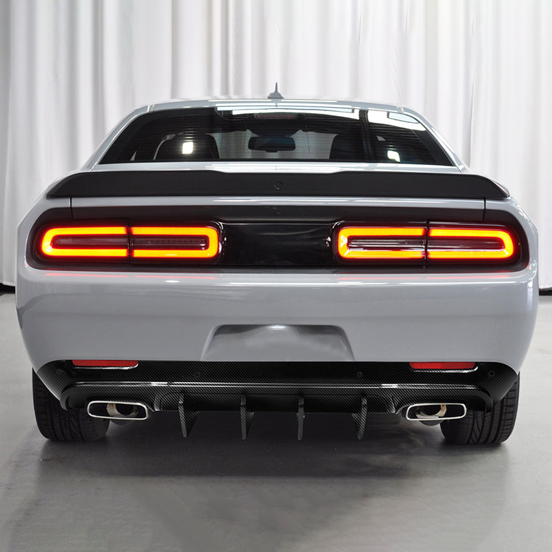15-22 Dodge Challenger Rear Diffuser IK V2 Shark Fin - Carbon Fiber Pr ...