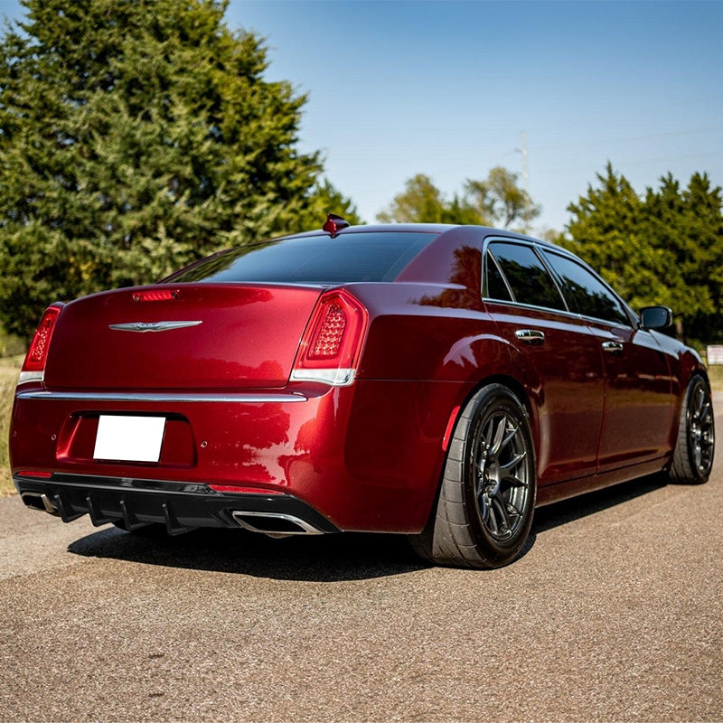 15-22 Chrysler 300 2PCS IK V1 Style Rear Diffuser Lip Fin - Gloss Blac ...