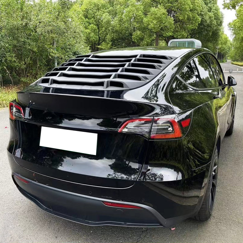 20-23 Tesla Model Y Rear Window Louver Shade Cover - Matte Carbon Fibe ...